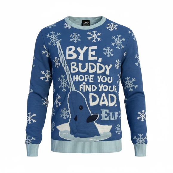 ELF | Sweaters | Elf Blue Snowflake Mens Crewneck Sweater | Poshmark
